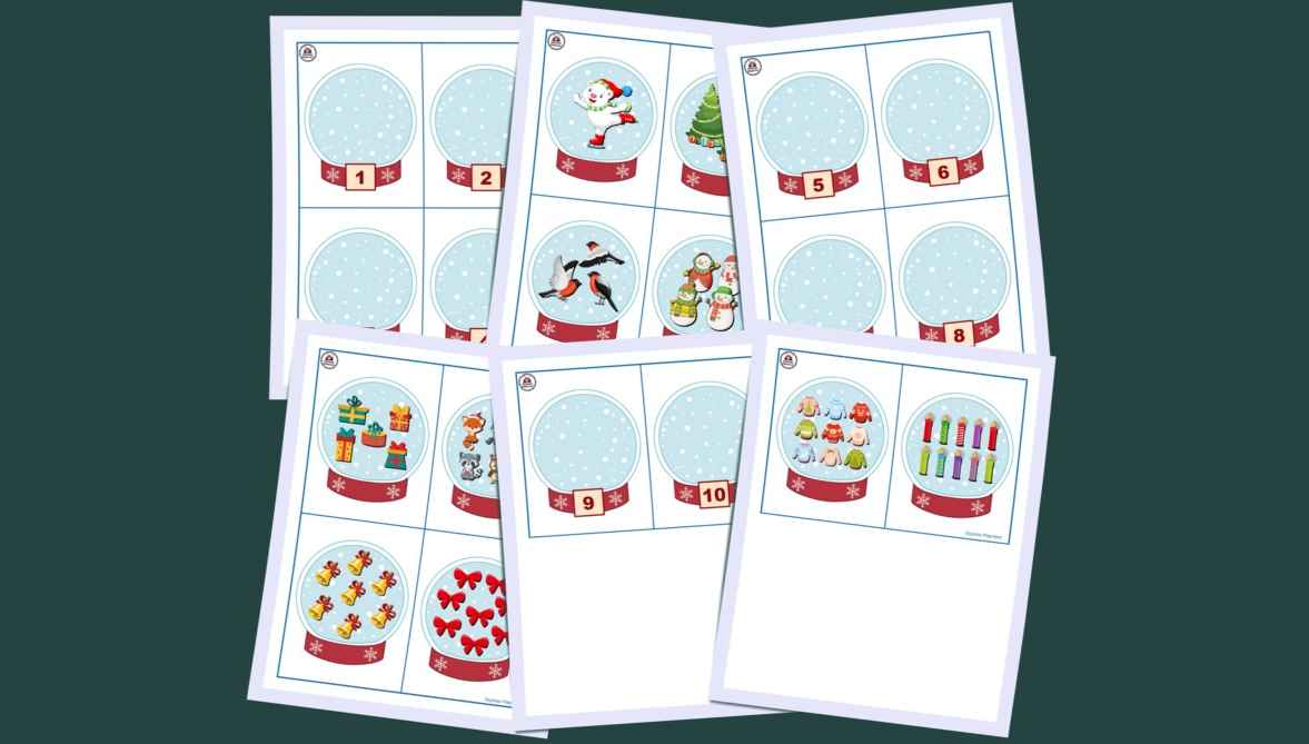 Winter Number Sense 1-10 counting & matching game for kids